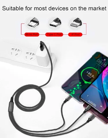 Universal Multiple Charge Cord 3 In 1 Multi Charging Cable 120w 6a Fast ...
