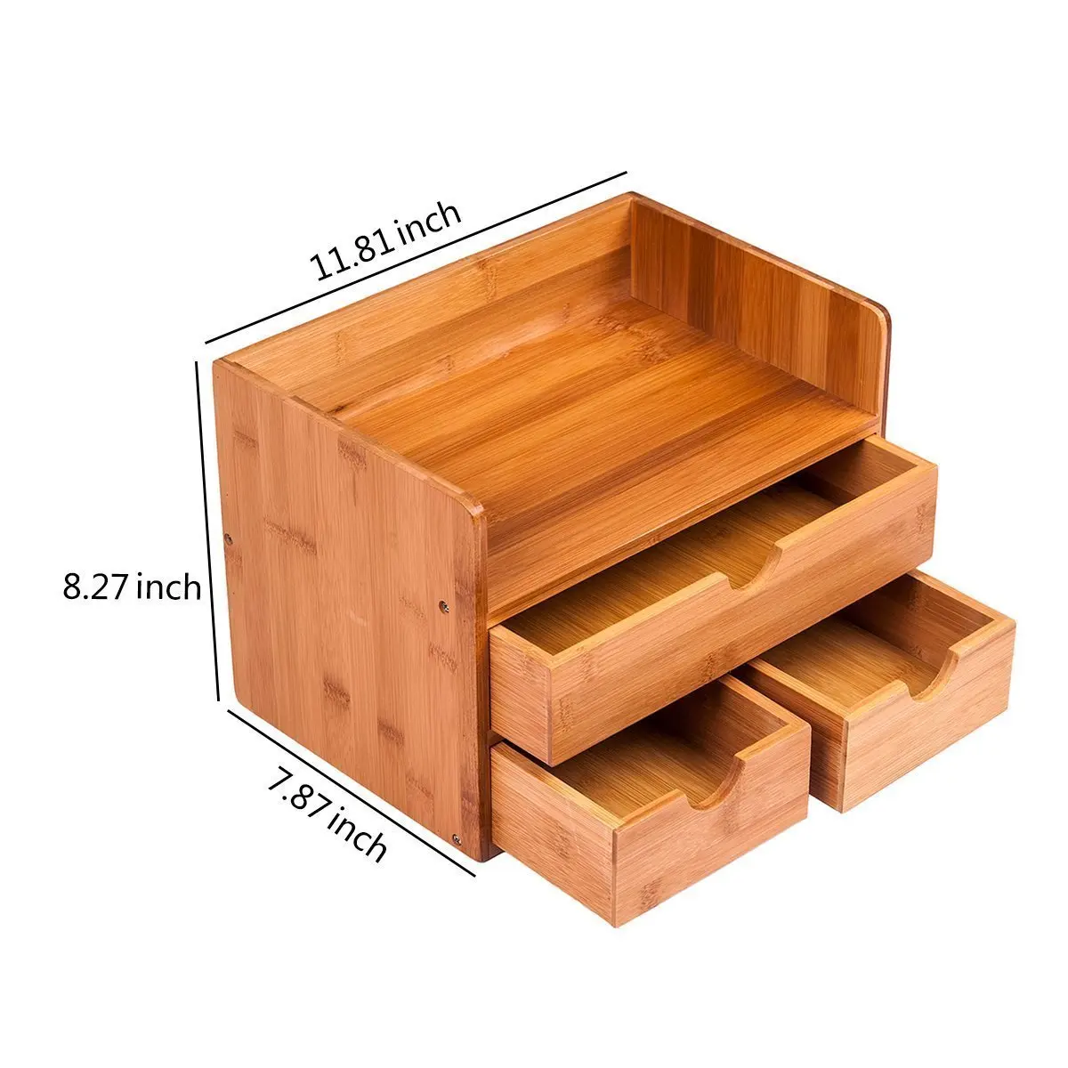 Desktop Organizer 3 tier Mini Desk Makeup Bamboo Organizer with Drawers ...