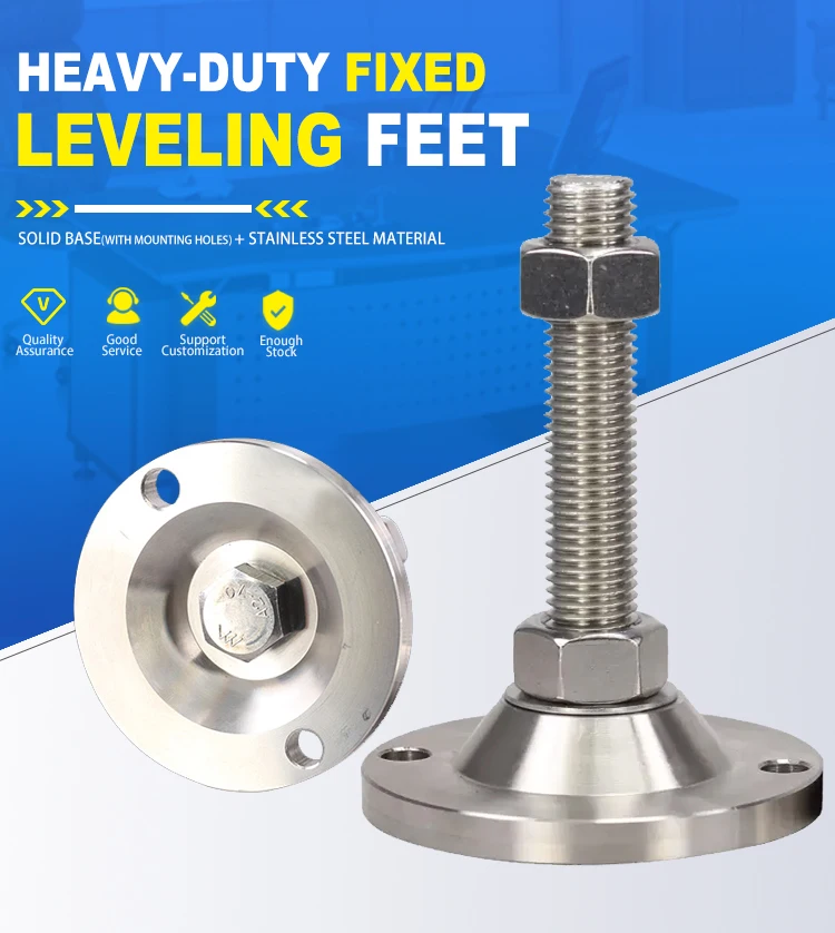 Stainless Steel Heavy-Duty Fixed Leveling Feet - M6 to M15