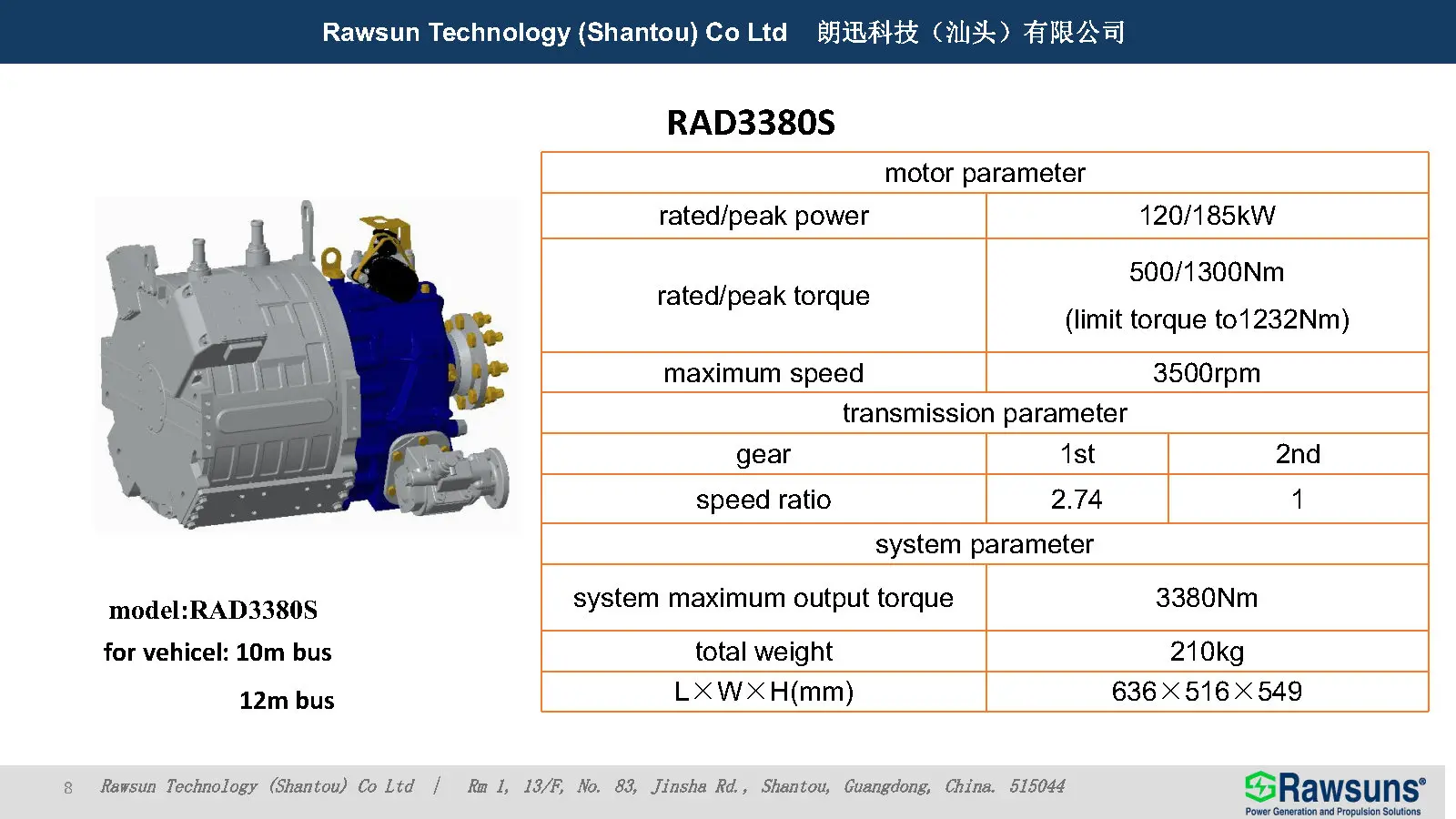 Rawsuns Electric Car Conversion Kit - 120kw AC Motor