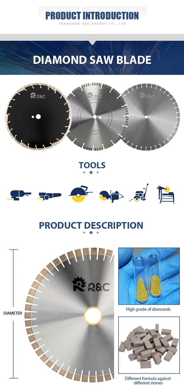 Diamond Tipped Circular Segmented Rim Saw Blade For Marble Limestone ...