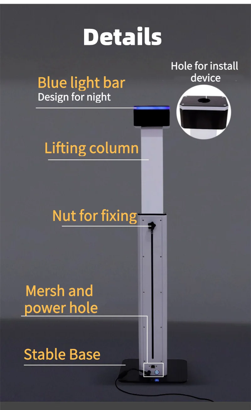 Height Adjustable Thermometer Stand Kiosk For Face Recognition - Buy ...