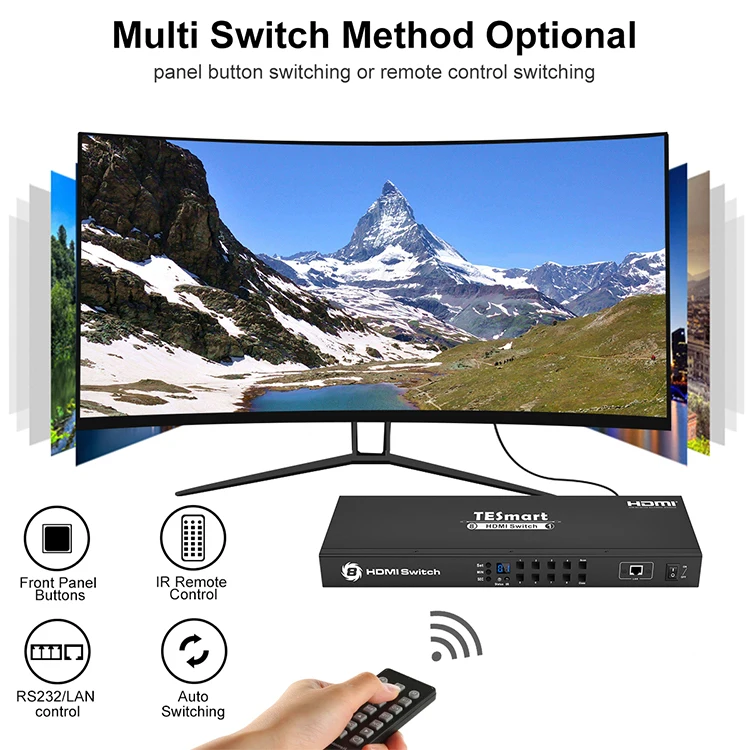 Tesmart 8 Port Hdmi Switch Support 4k 30hz Hot Plug Ir Rs232 Auto Input ...