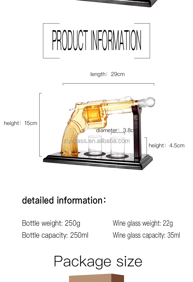 Crazy Tequila Bottles - Revolver Decanter Set for Whiskey