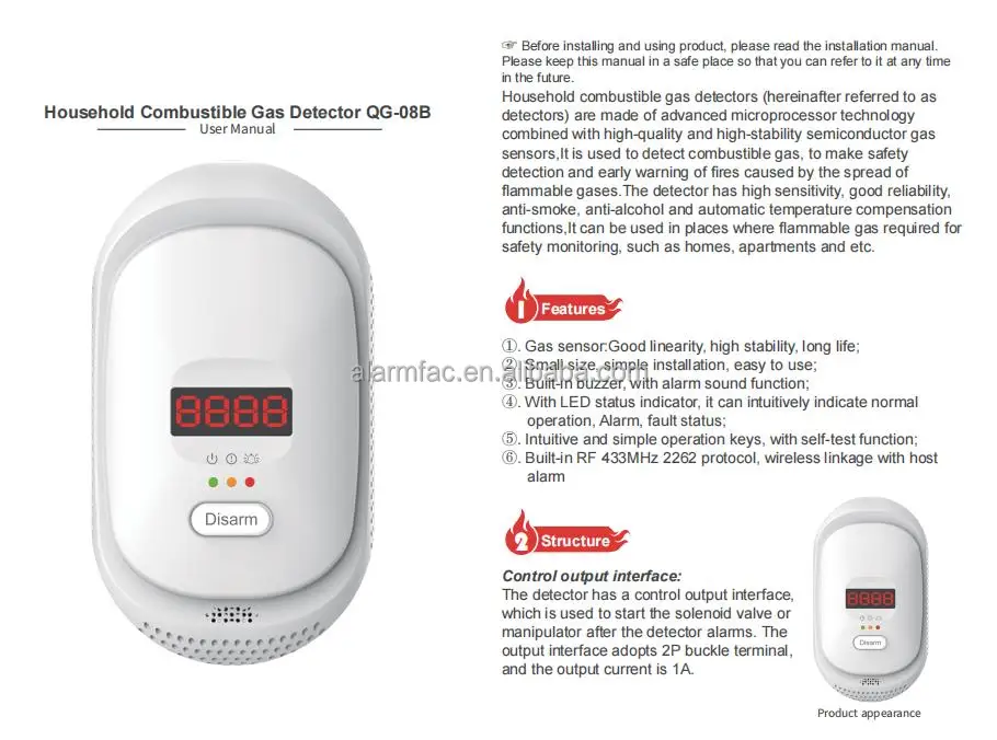 Wired Wireless Led Gas Detector Wifi Tuya Carbon Monoxide Co Fire Alarm ...