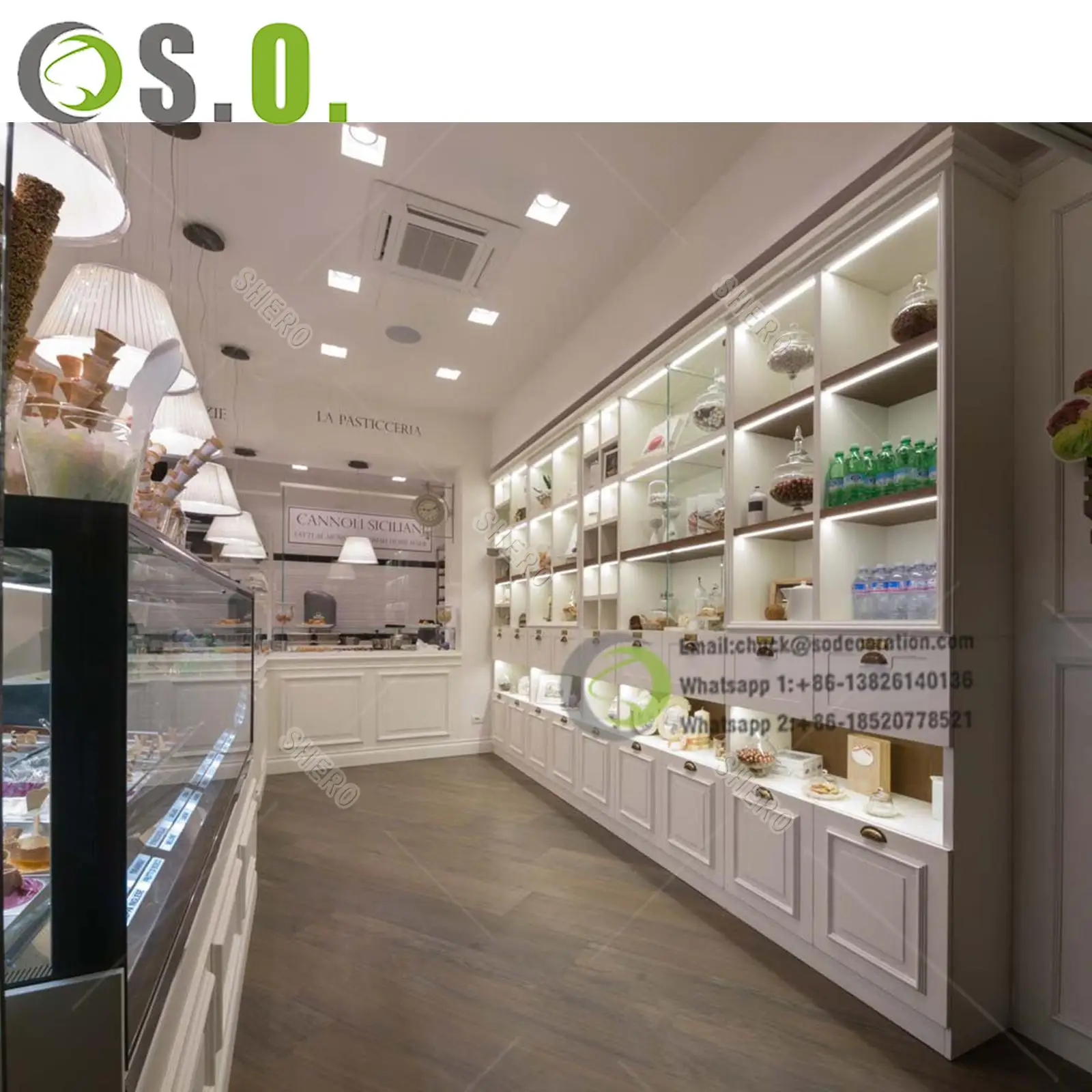 Modern Coffee Shop Interior Design Glass Display Cabinet Fancy Shop ...