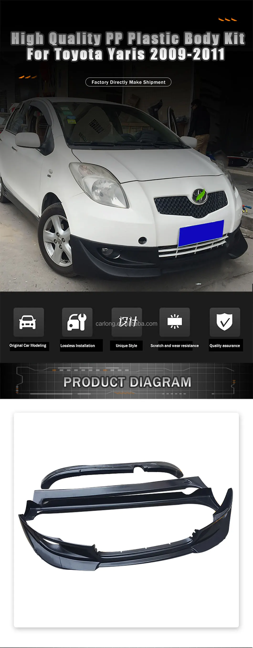 Car Body Kits Front Spoiler Lip Rear Diffuser Lip Side Skirts For ...