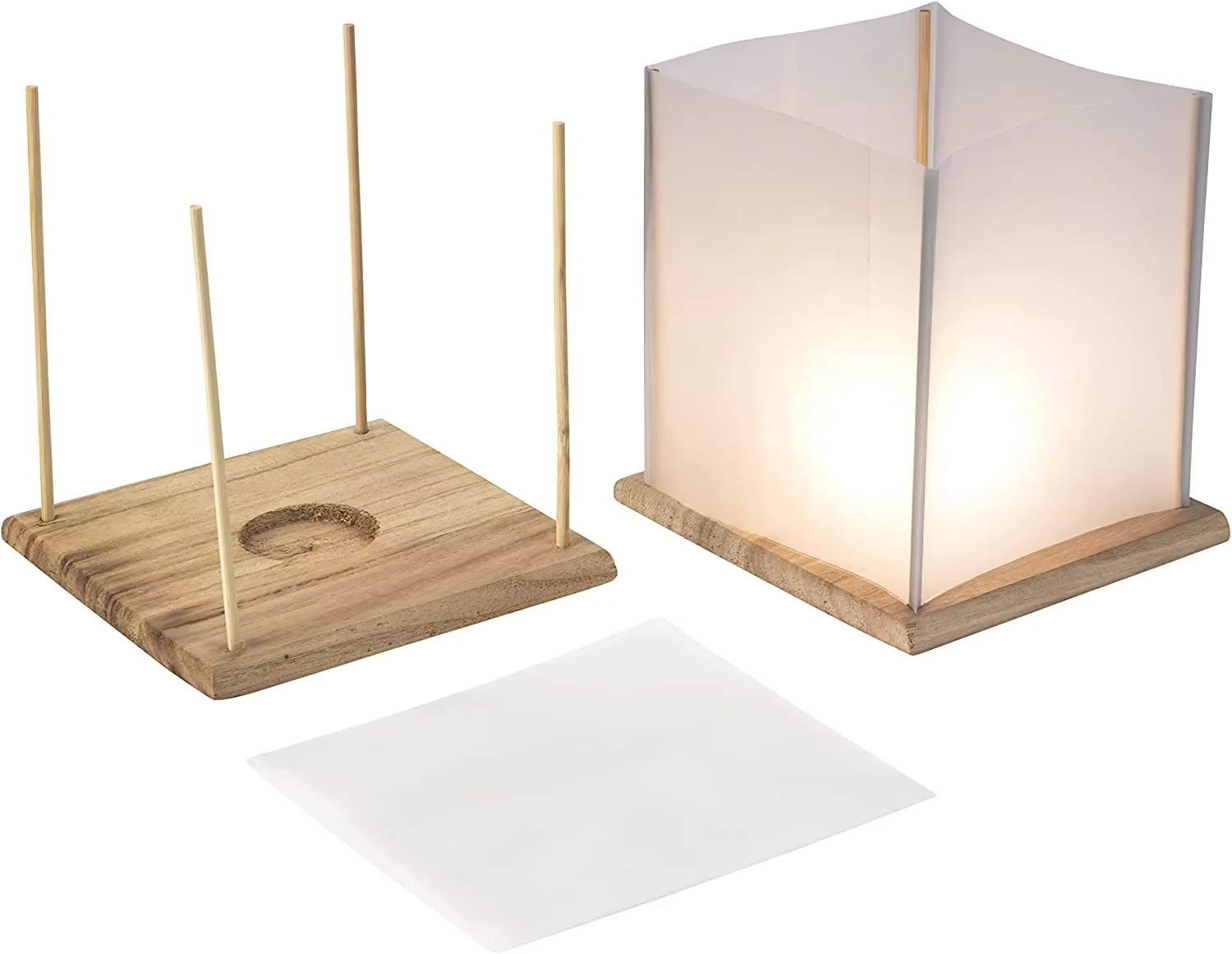 Square Water Floating Lanterns with Wood Base - Biodegradable Paper ...
