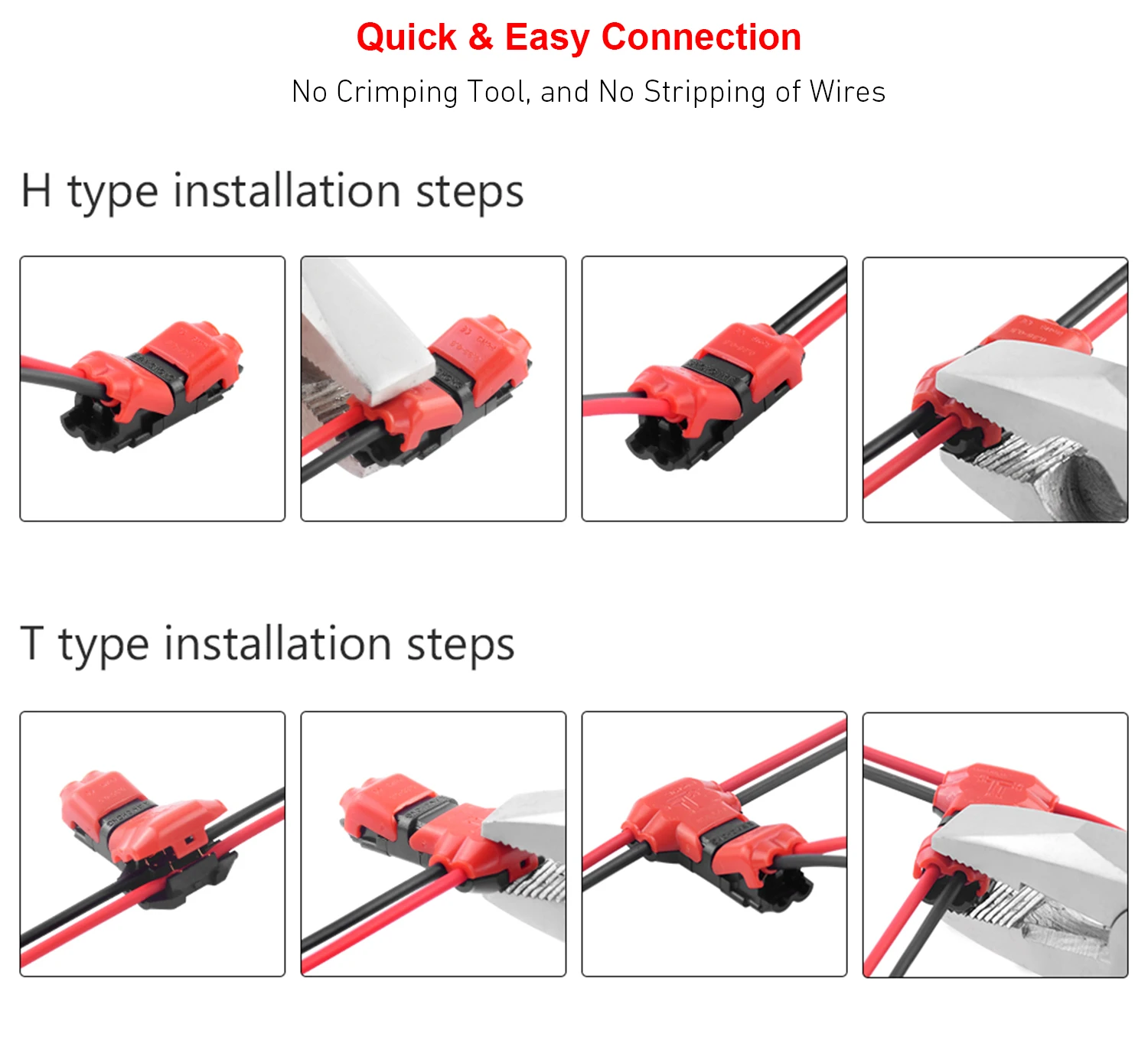 T-Type Connector Fast Quick Splice Terminal T Tap Electrical Connector ...