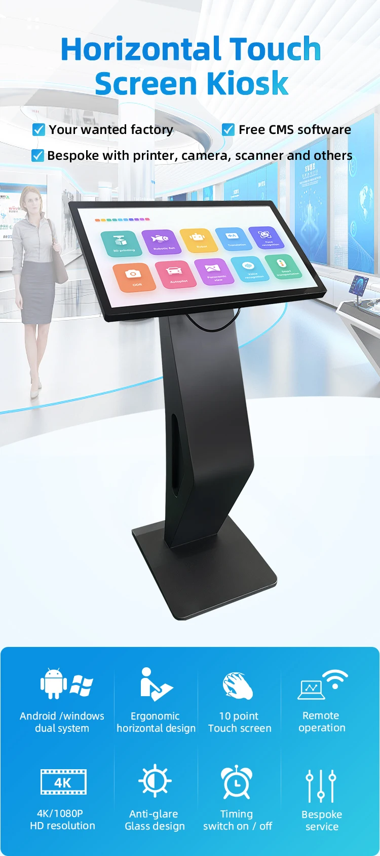 All in One Multimedia Digital Kiosk Built in Hd Lcd Display Information ...