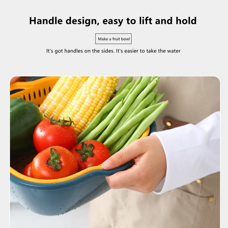 Multi-Purpose Kitchen Vegetable Washing Food Container Drain Basket ...