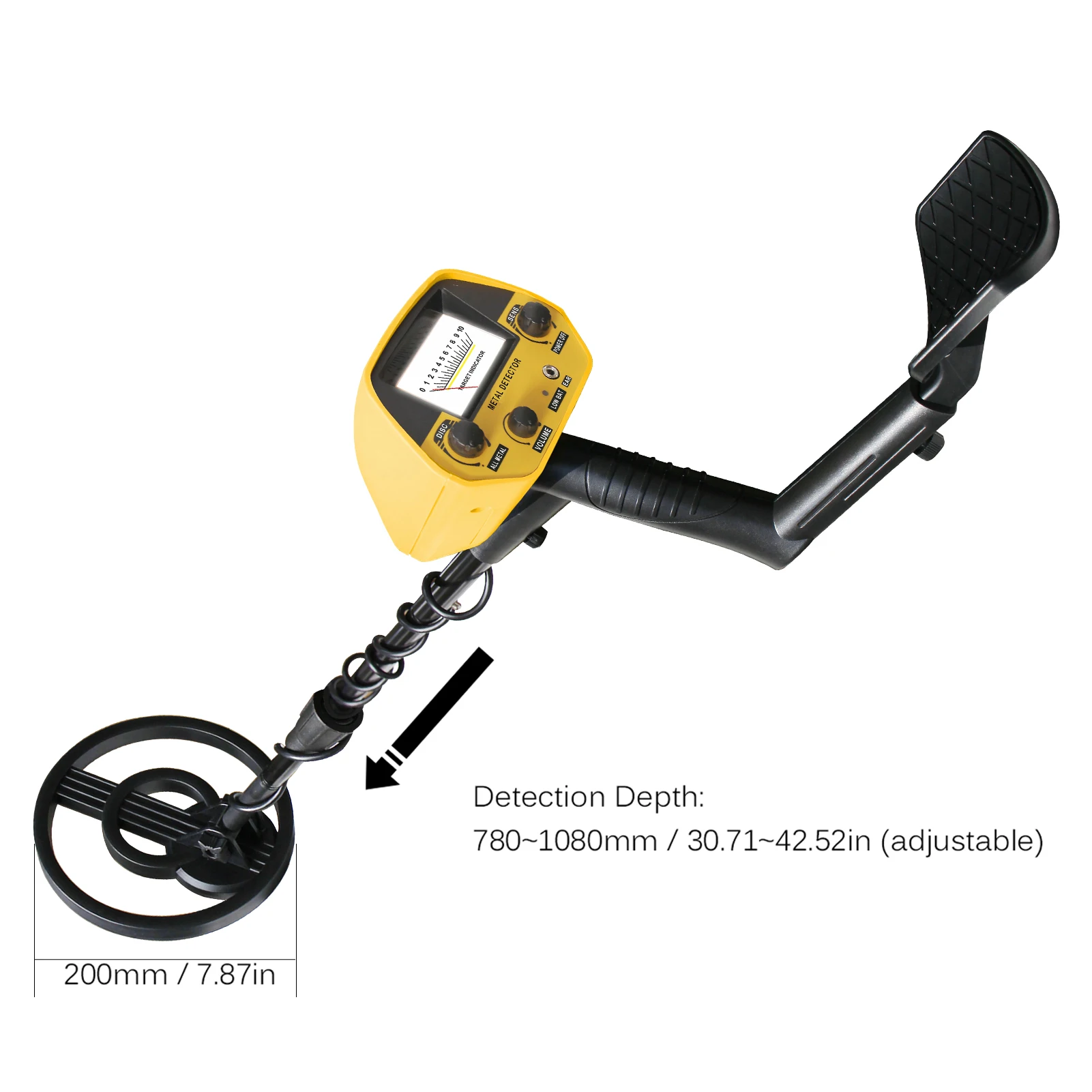 Waterproof Coil Metal Detector High Accuracy Adjustable Stem 7 Inch ...