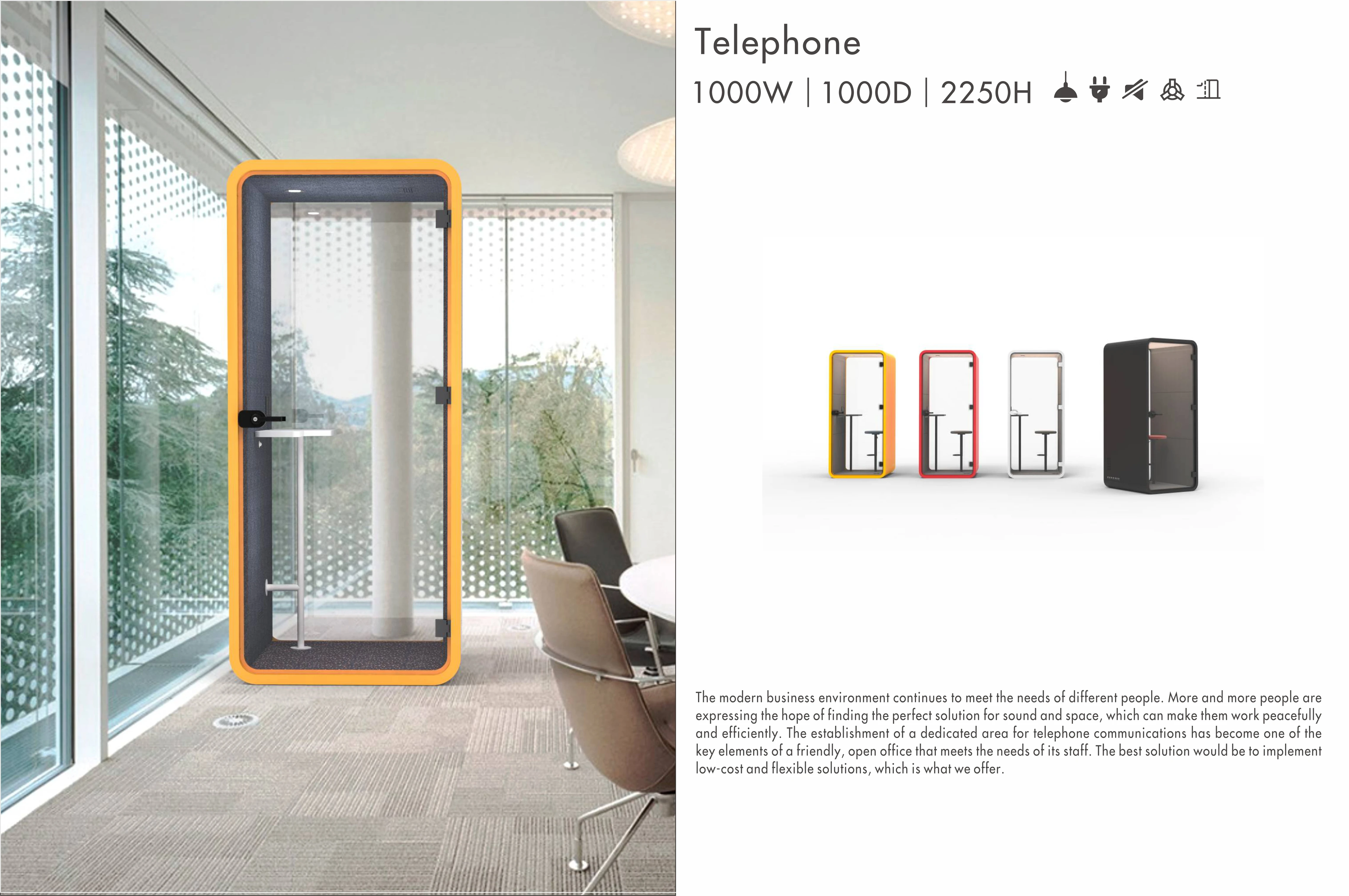 Modular Sound Proof Phone Booth: Modern Sound Isolation Cabin with LED ...