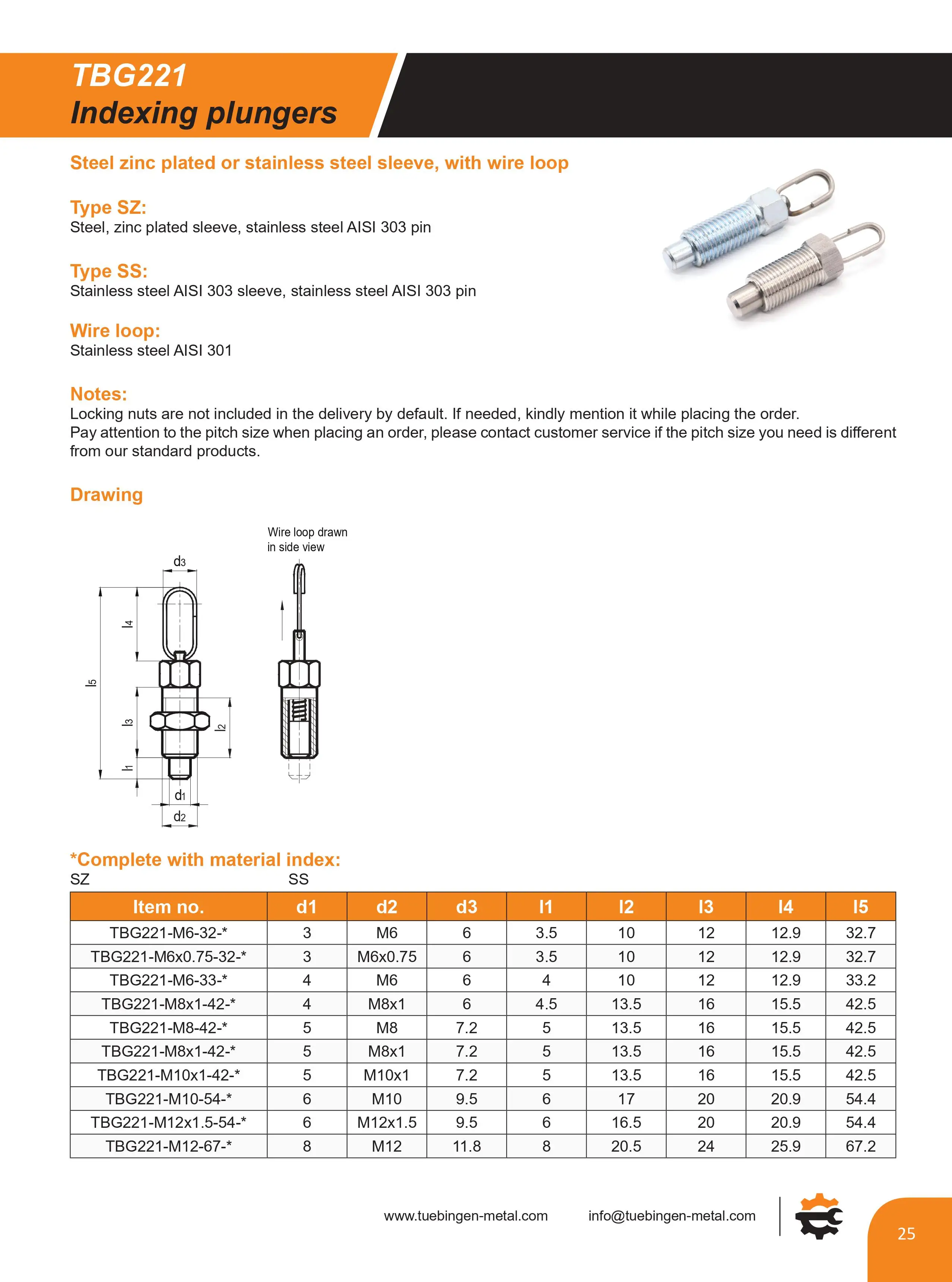 High-quality Index Plunger With Wire Loop Stainless Steel Thread ...