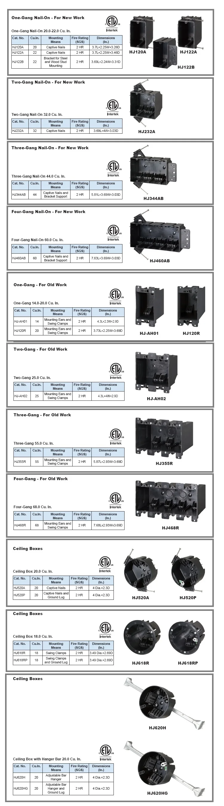 Ceiling Round Old Work Box Old Work Residential Construction 2 Hr Fire ...