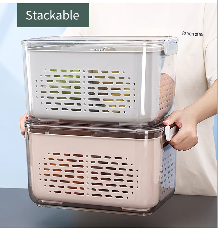 Kitchen Plastic Stackable Refrigerator Organizer Vegetable Fruit ...