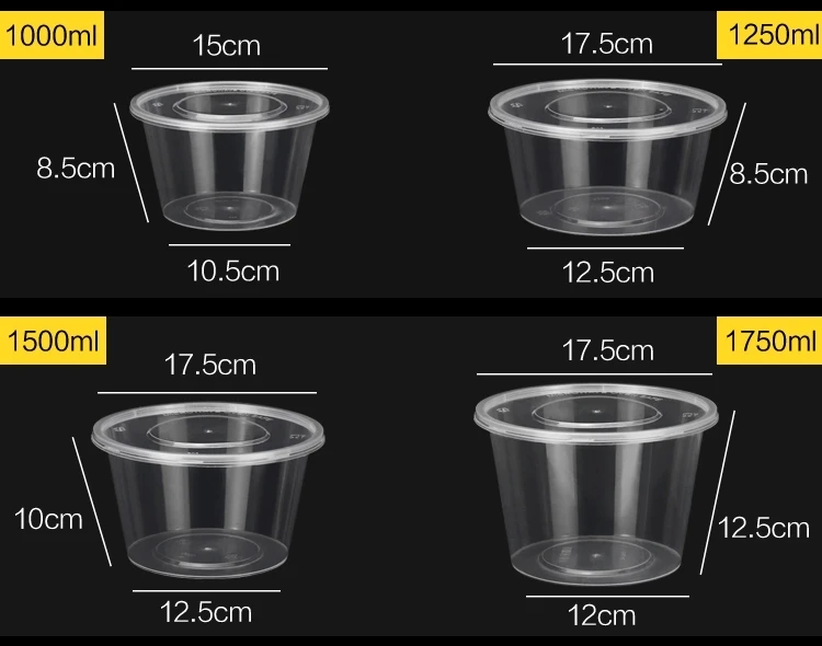 Clear Round Microwavable Plastic Food Containers