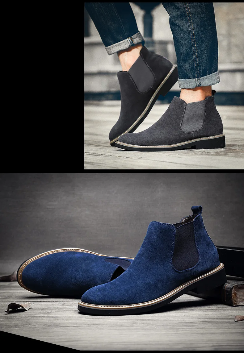 PDEP Men's Boots Middle Cut Men's tide Middle Cut Shoes Short Chelsea ...