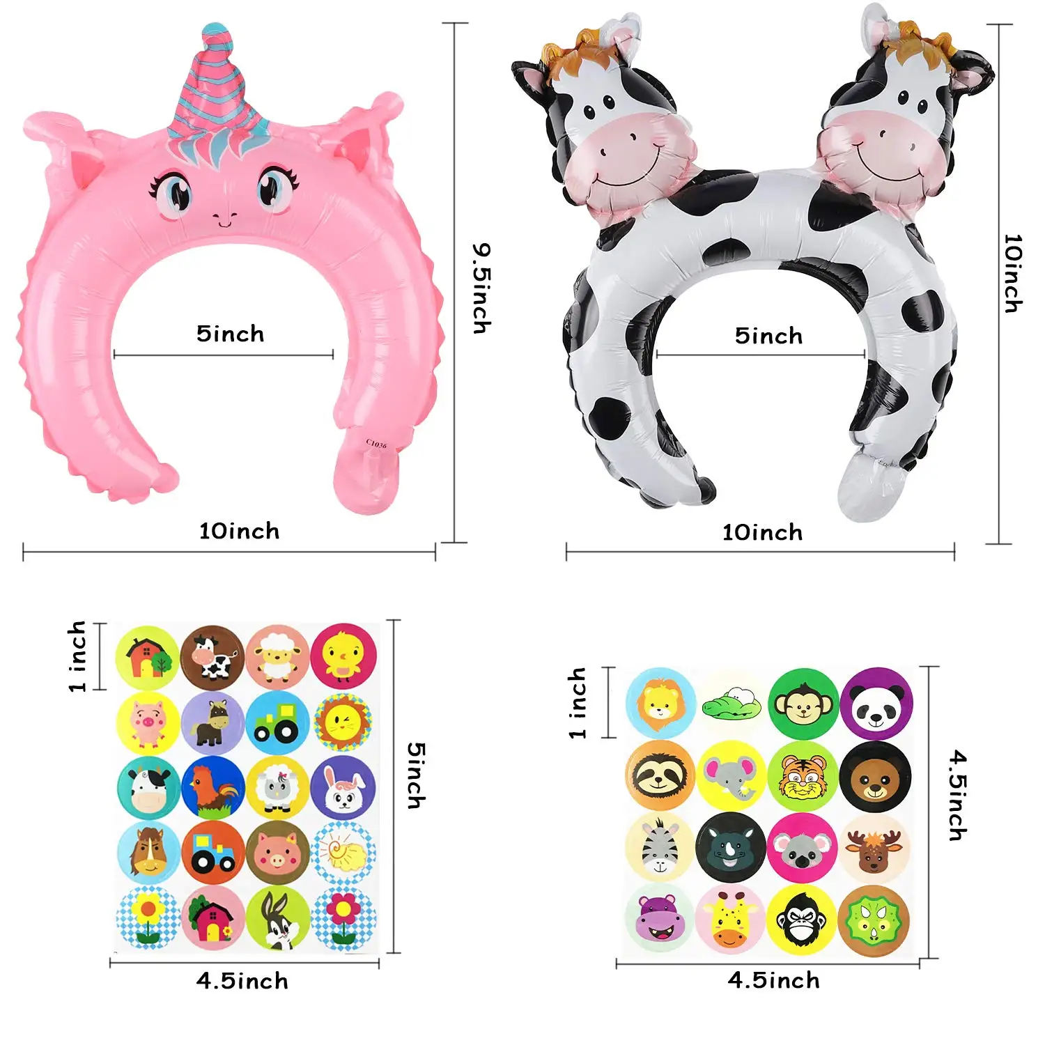 Zoo Animal Inflatable Headbands Wildlife Balloon Hair Hoop Include ...