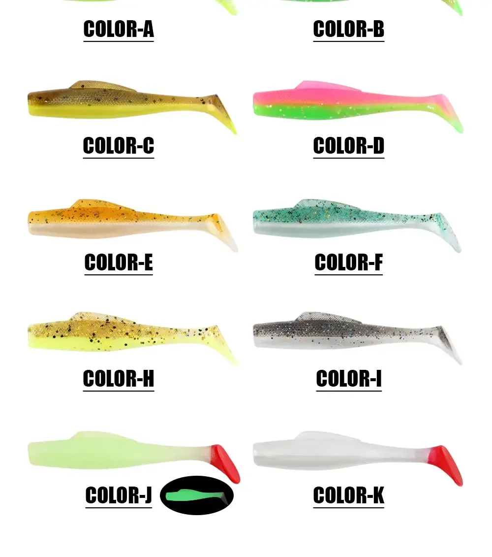 Spinpole TPR Swim Bait Double Color T Tail Worm Fishing Bait Shad Lure ...