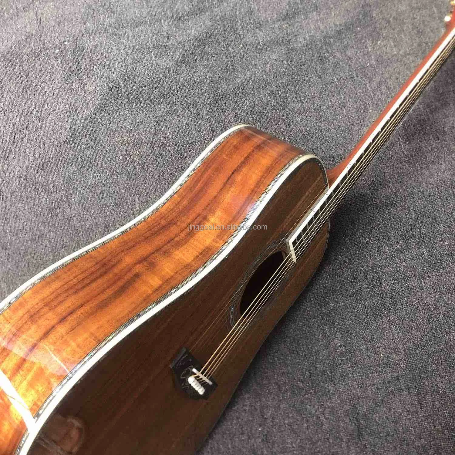 Custom Solid KOA Wood Top Abalone Binding Dreadnought 45k