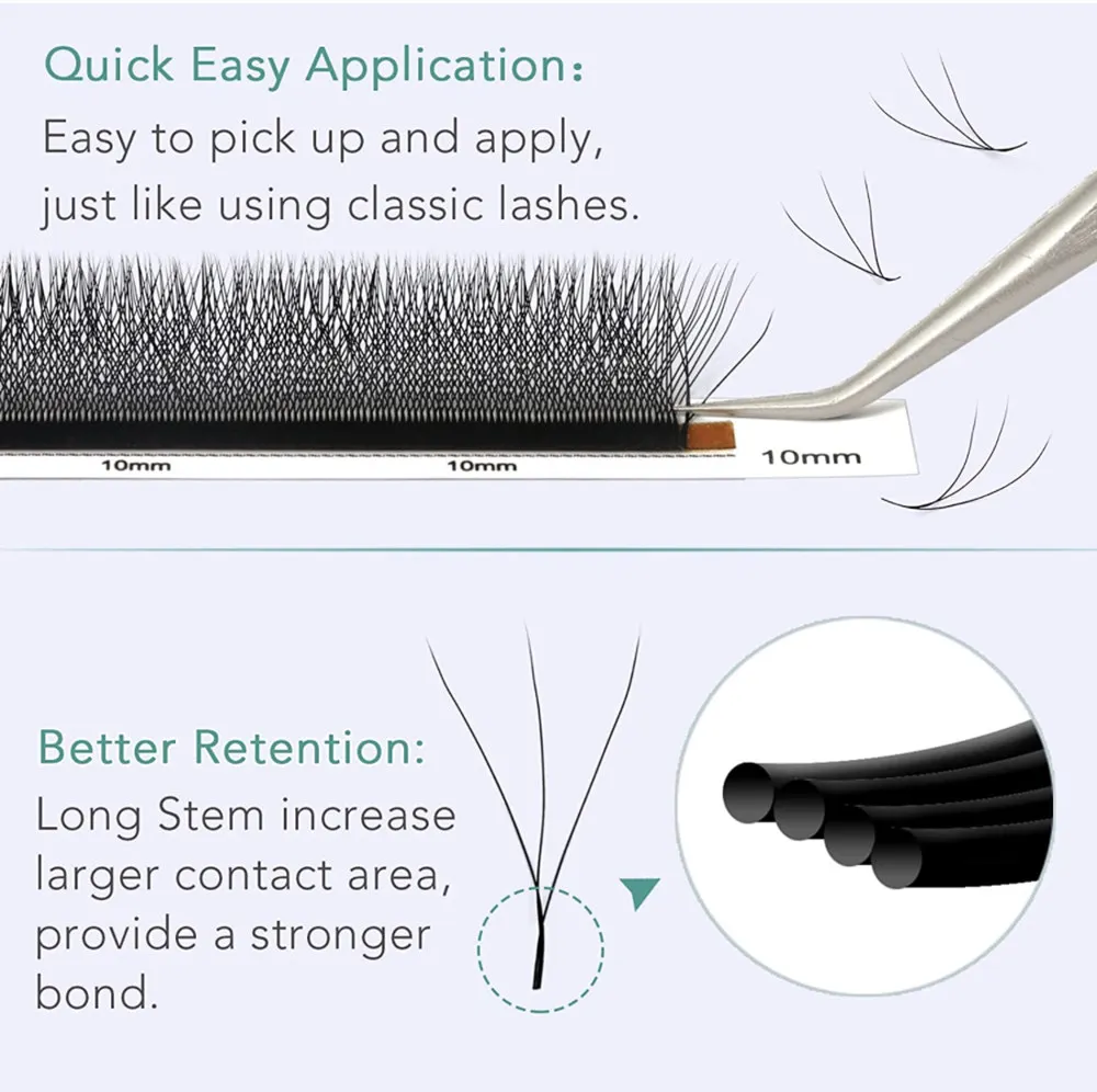 3d Effect Clover Lash Extensions Custom Private Label W V Y Shape ...