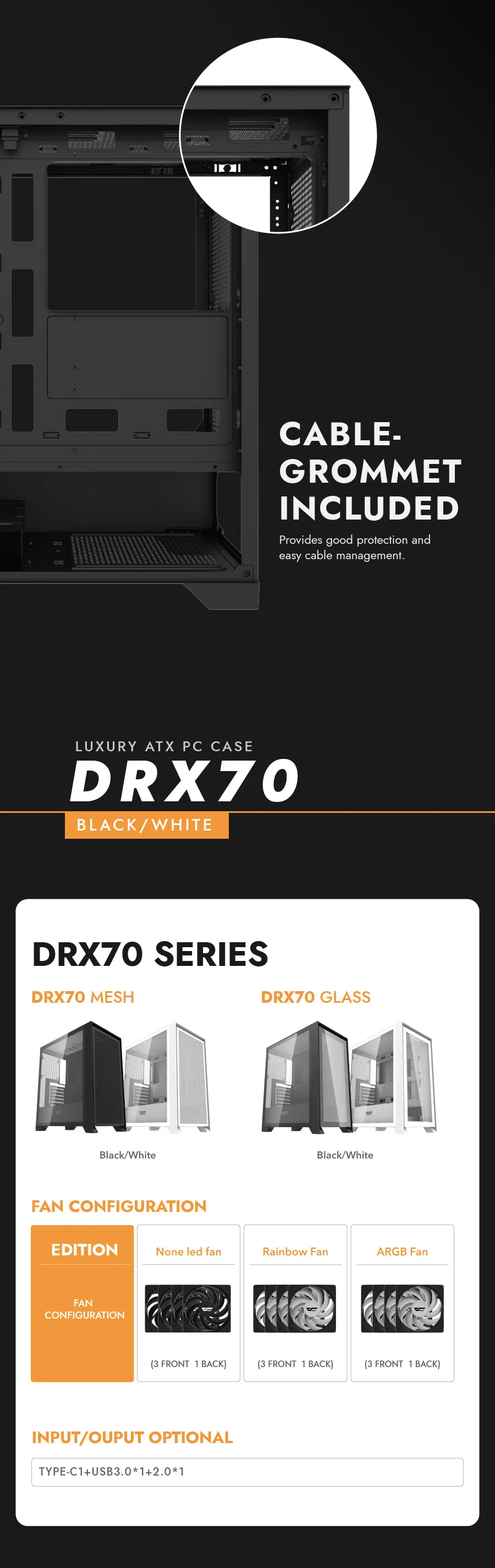 Darkflash Drx70 Glass Atx Magnetic Front Panel With Cooling Fans Case ...