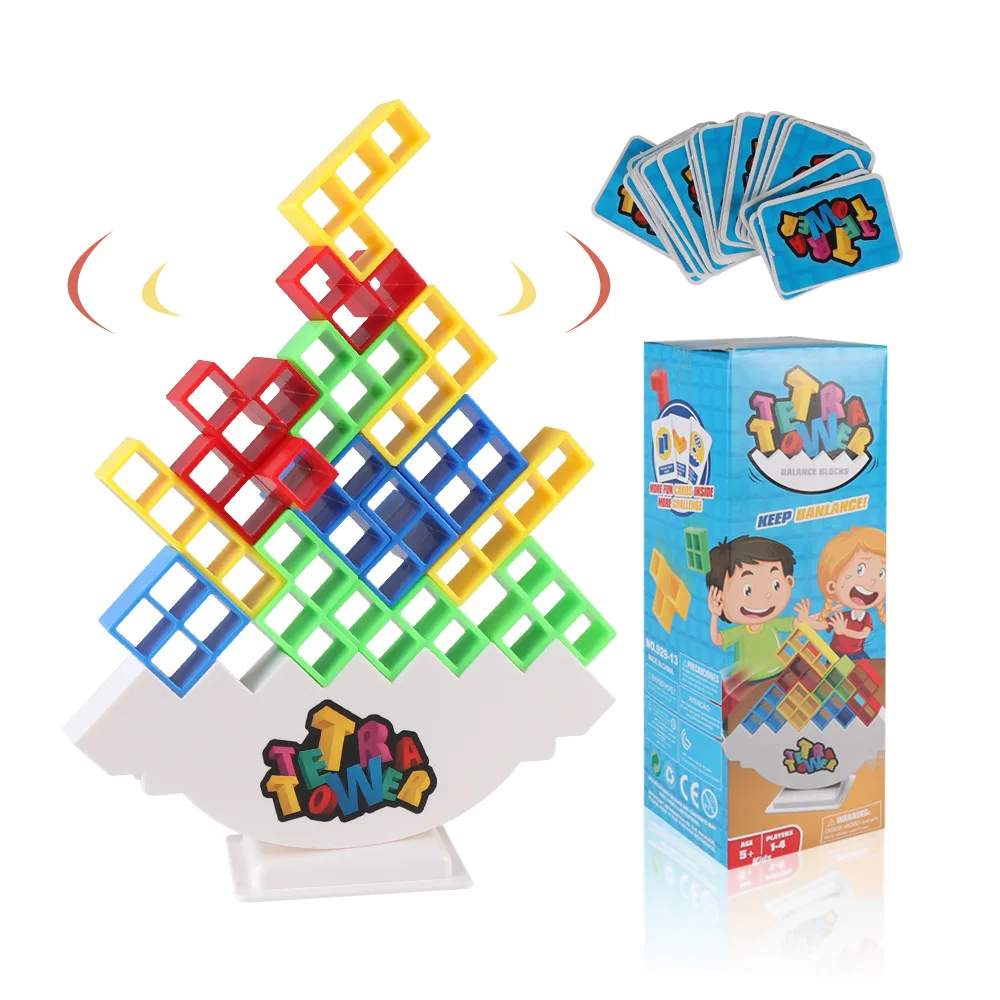 Educational Toy Plastic 3d Tetras Tower Balance Stacking Attack Game ...