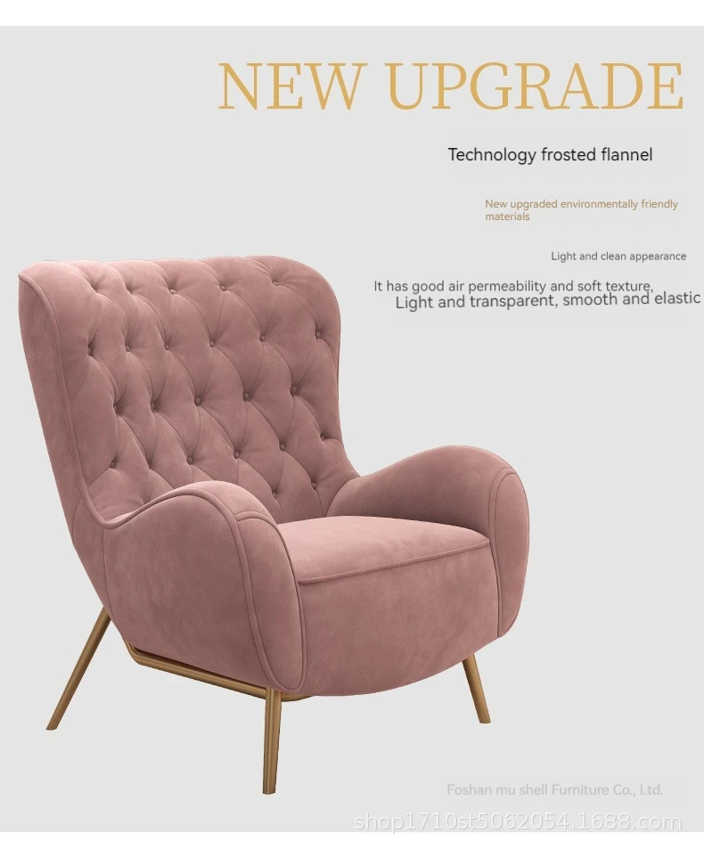 Italian Luxury High Back Sofa Chair Modern Simple Single Chair Pink ...
