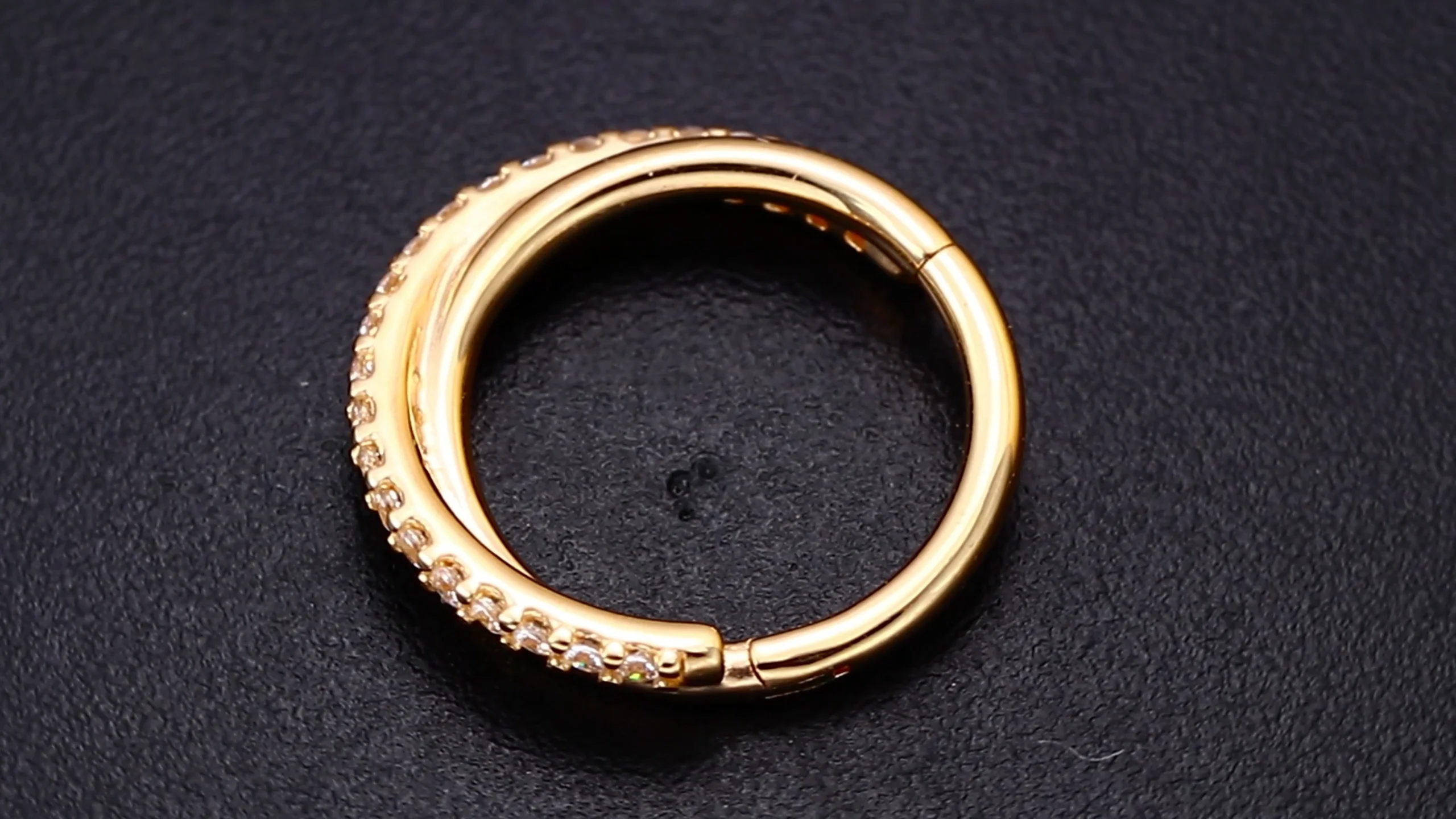 Eternal Metal Real 14k Solid Gold Side Paved 5a Cz Cross Twined Hinged Segment Hoop Ring Nose ...