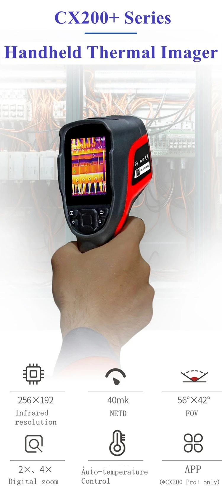 Industrial Temperature Measurement CX200+ Handheld Thermal Camera Clearer Imaging Infrared ...