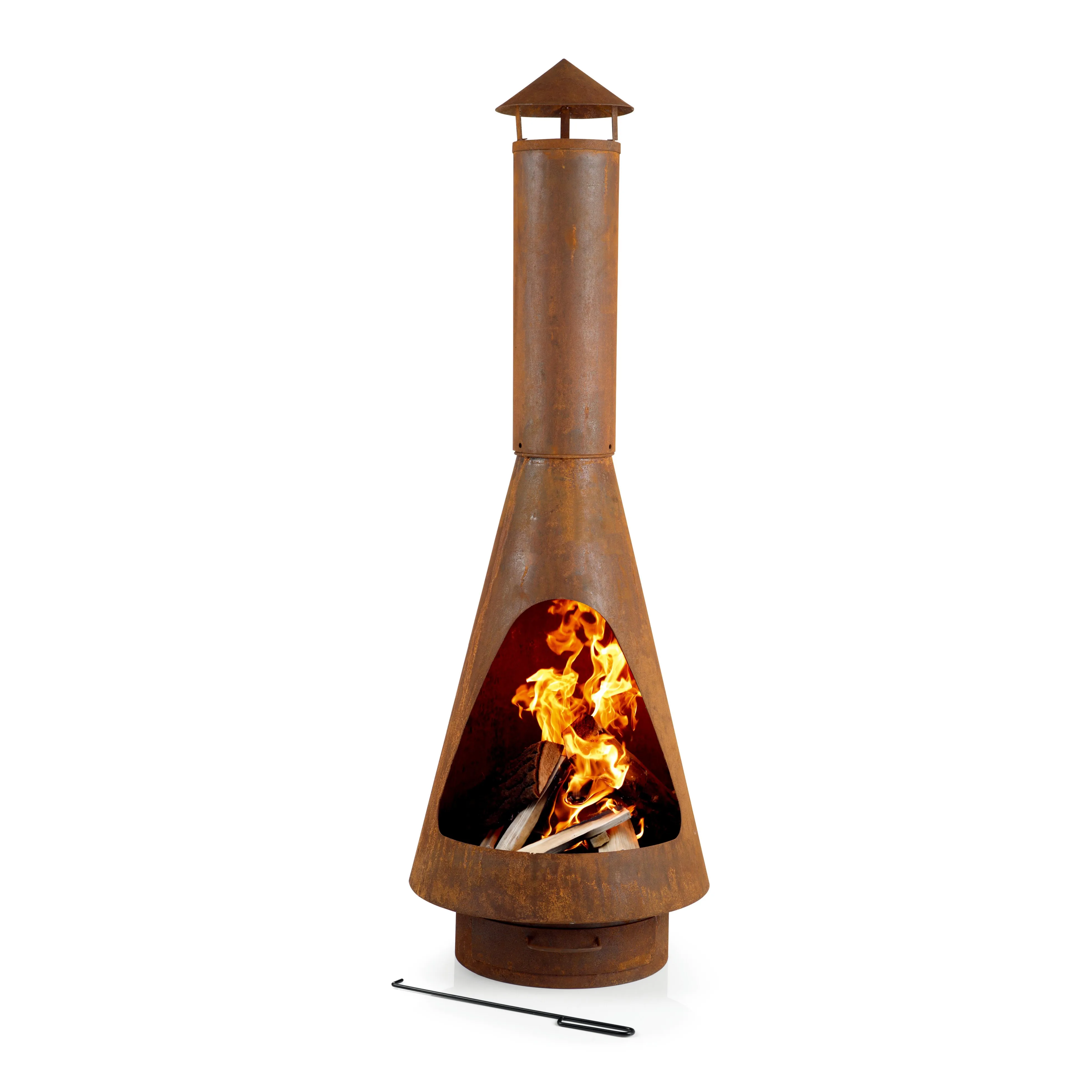 Corten Steel Outdoor Chiminea Fireplace With Bbq Grill & Oem