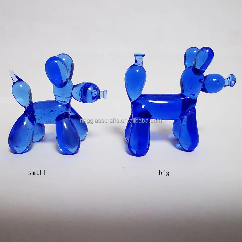 Handmade Art Glass Animal Figurines Cartoon Dog Glass Sculpture Blue ...