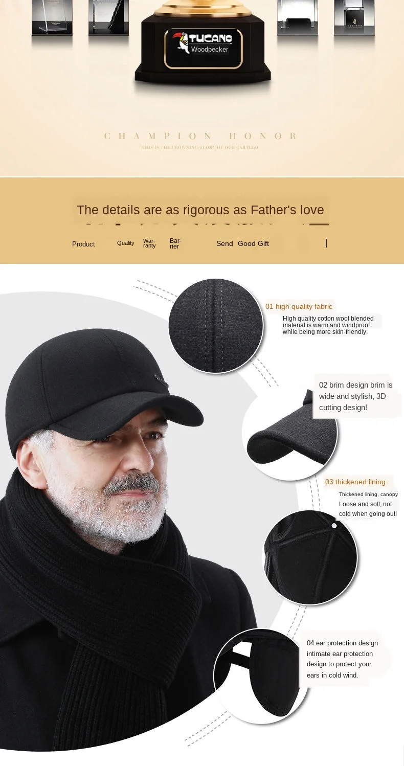 Dad Warm Earflap Hat Men's Winter Old Man Hat Middle-aged And Elderly ...