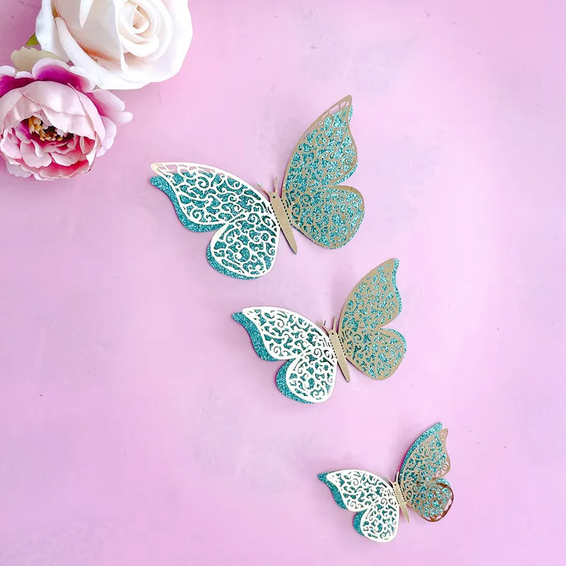 Double Layer Butterfly Cake Toppers Princess Girls Wedding Happy ...