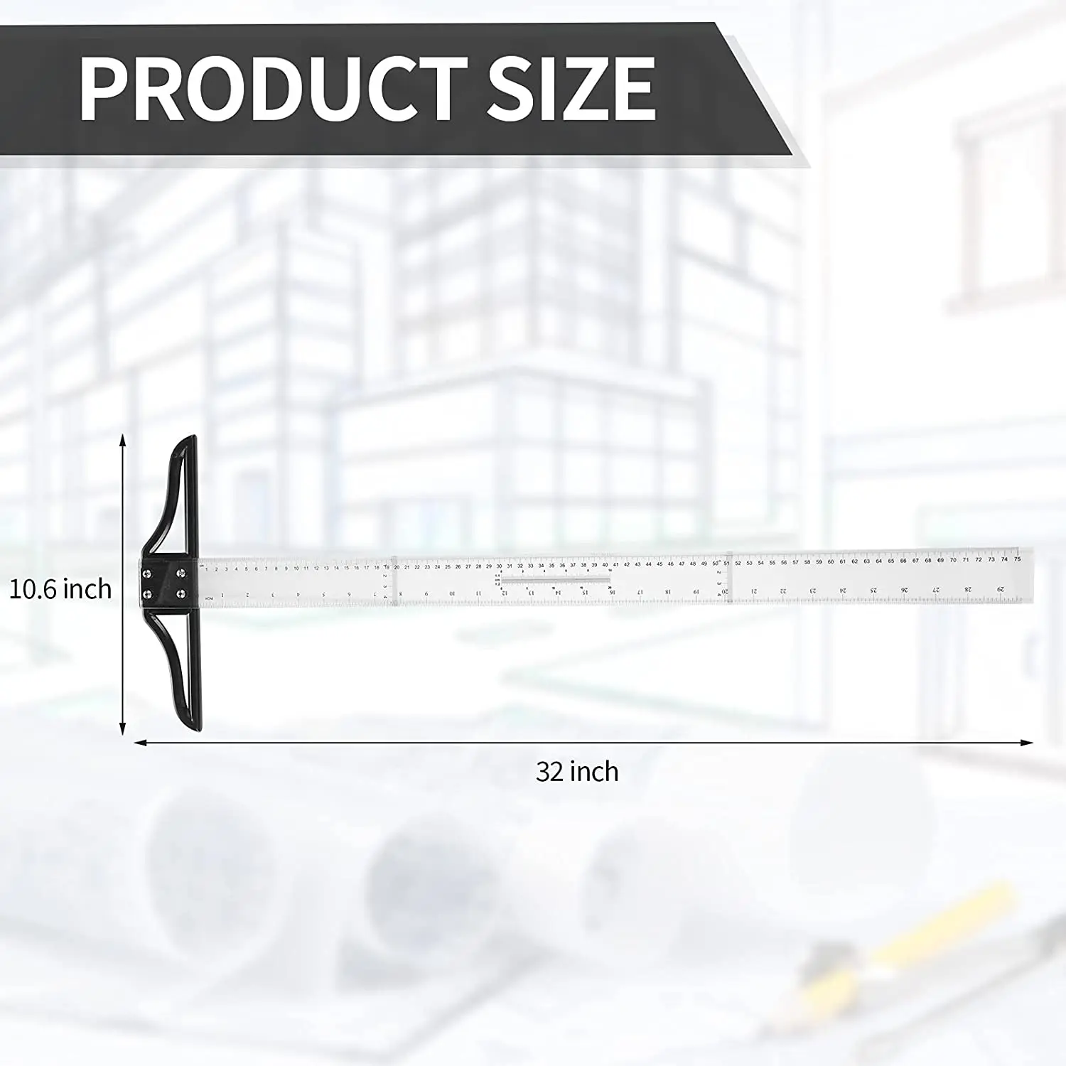 Bview Art T Square Ruler 80cm - Transparent Measuring Scale