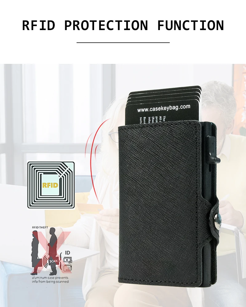 Smart Customized Mens Pop up Wallet Pu Saffiano Leather