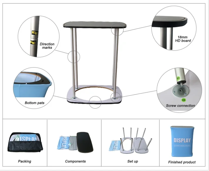 Exhibition Booth Portable Promotion Counter Table Pp Desk Plastic Table ...