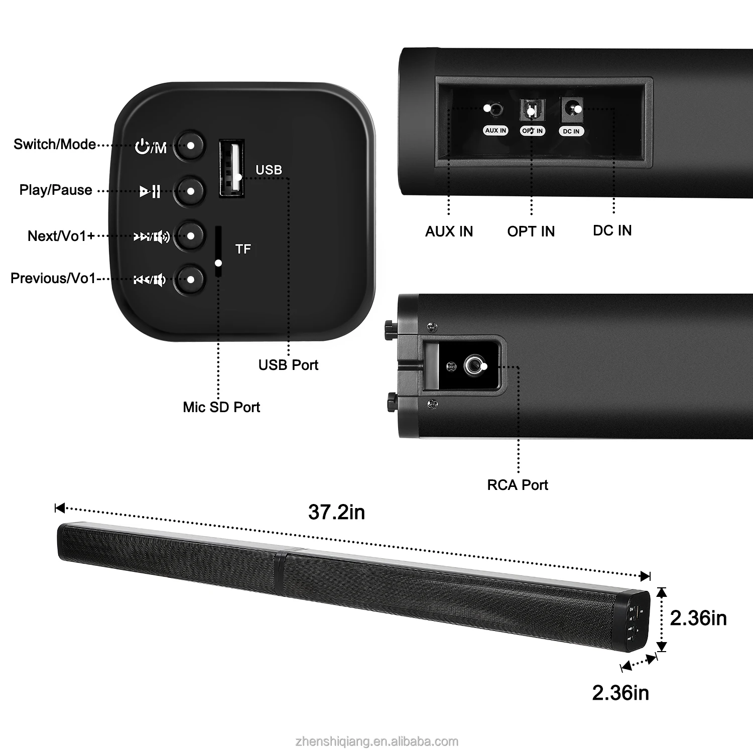 100w Powerfull Home Theatre System Bt Wireless Tv Soundbar Speakers ...