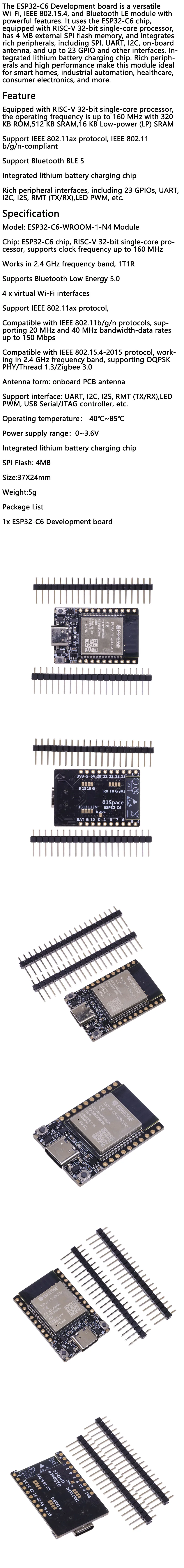 Roarkit Esp32 C6 Development Board Esp32 C6 Series Module Wi Fi6 Esp32 Board Microcontroller