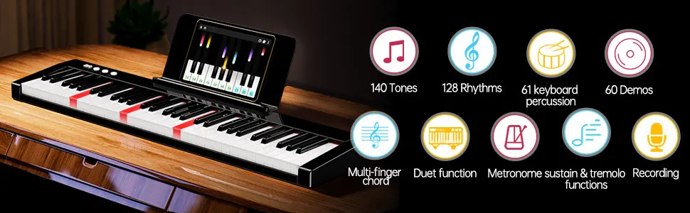 Terence TS01 Electric Keyboard - 61-Key Multi-Function Piano