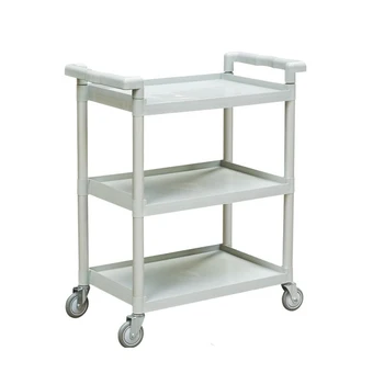 Small Grey Utility Cart Service Cart 3 Shelves Pp Plastic Canteen ...