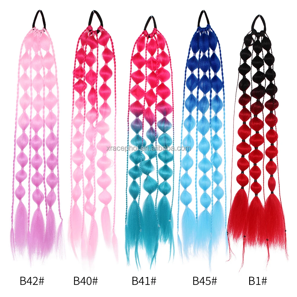 Multi-colors 24 Inch Kids Bubble Ponytail 5-6 Strands Pre Twisted ...