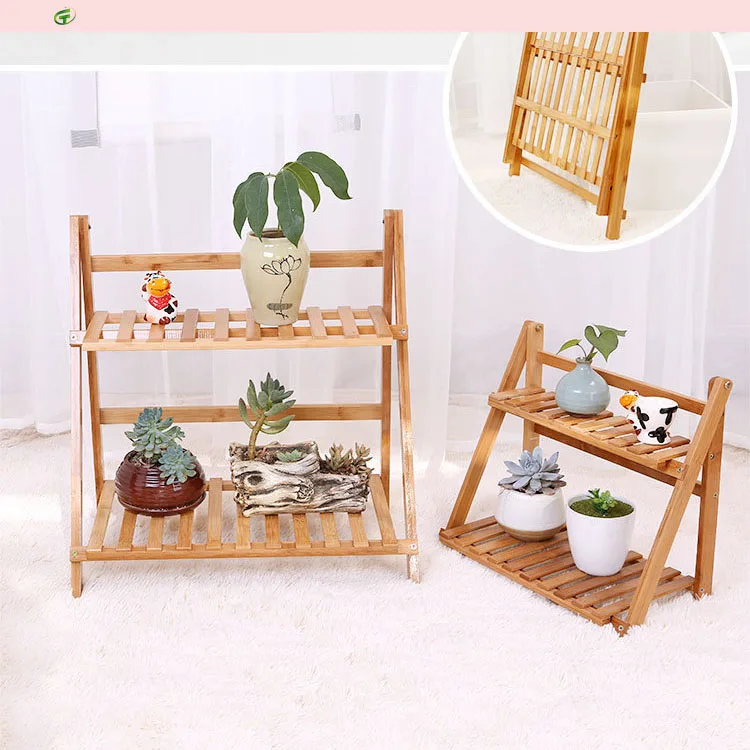 Custom Foldable Bamboo Flower Rack Storage Holders Collapsible Display ...