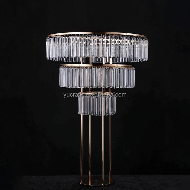 3 Tiers Round Centerpieces Stand Gold Flower Stand Wedding Centerpieces ...