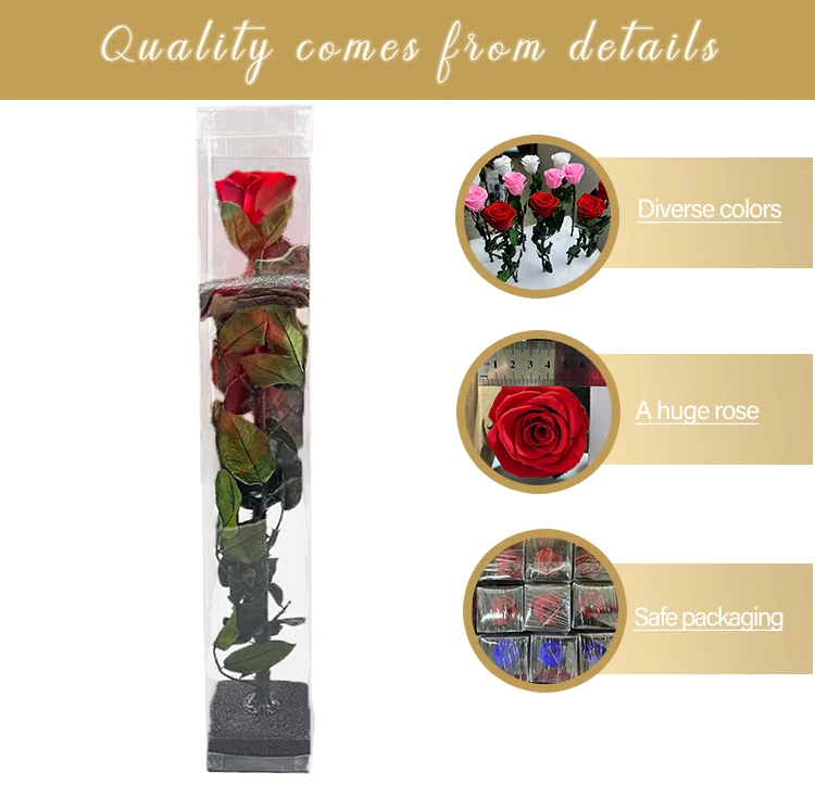 Lovebay High Quality Natural Preserved Single Rose Handmade Real Long ...