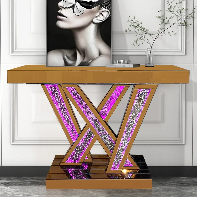 High Quality Quinn Glamour Crushed Diamond Mirrored Console Tables ...