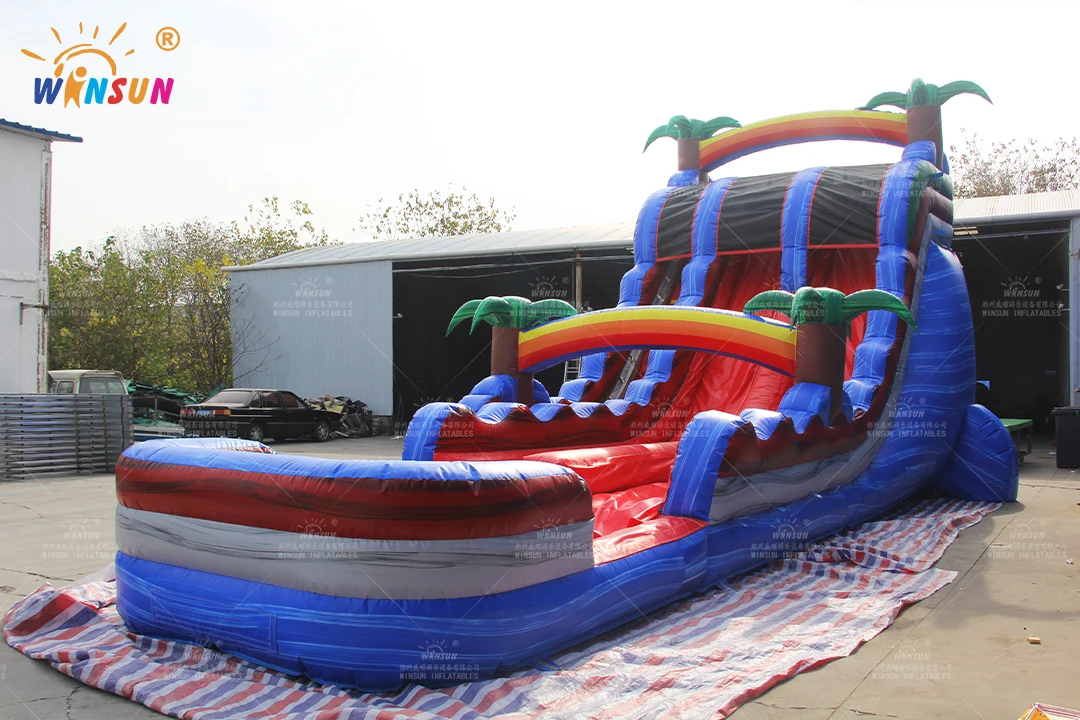 WINSUN 19ft Inflatable Water Slides with Pool Commercial Tropical Water ...