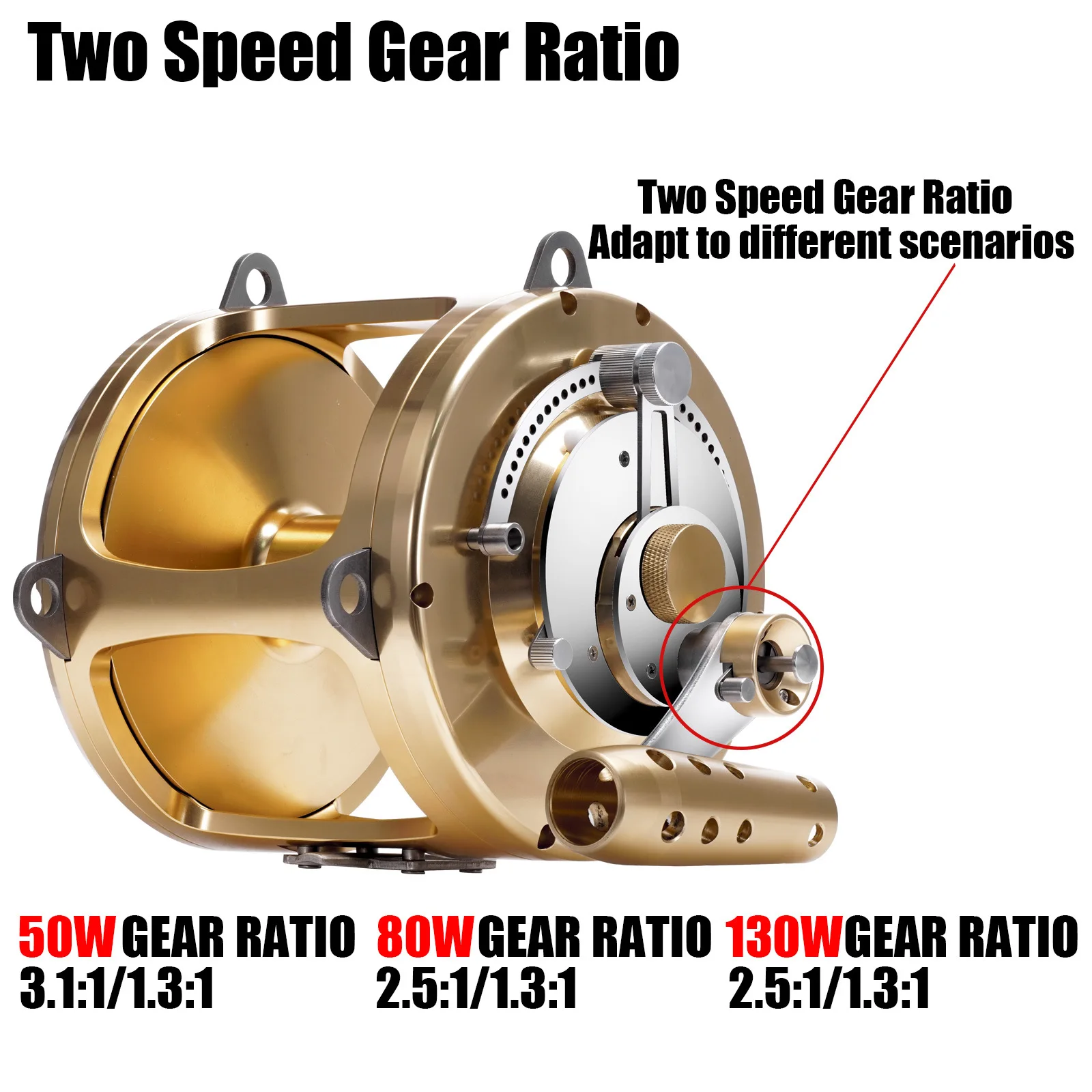 2025 Big Game All-Metal 50W to 130W CNC Drum Reel 60kg Trolling Fishing ...