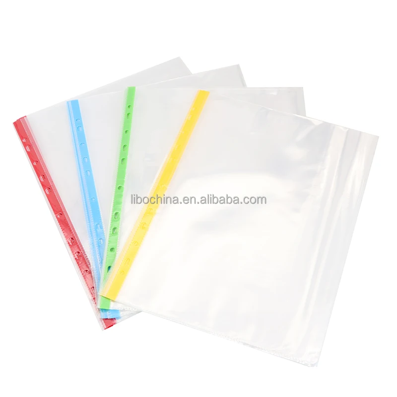 A4 Size Clear Punch Pocket 11 Holes Sheet Protector Top Loading Clear ...
